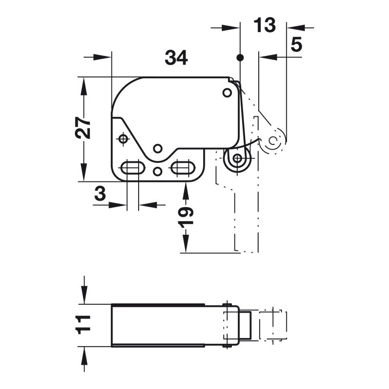 Häfele Mini Latch Schnappverschluss mit Feder vernickelt zum Schraube