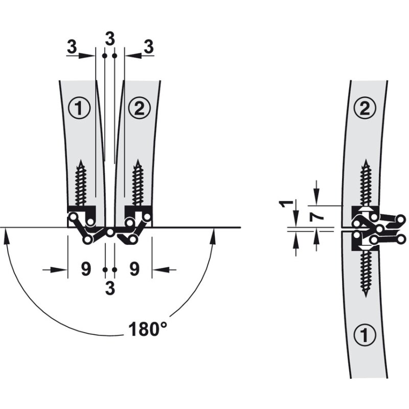 Häfele Sepa-Mini Scharnier 39mm Messing matt Anschlag